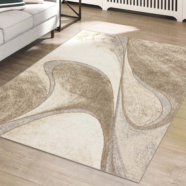 Luxe Weavers Tower Hill Modern Abstract Area Rug Beige 5x7 Carpet ...