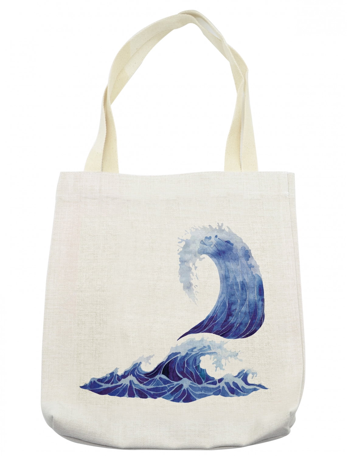 Ocean Tote Bag, Watercolor Style Illustration of Storm Waves on White ...