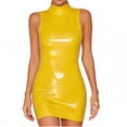 BaoFuBaoMei Bodycon Dresses for Women Shiny Patent Leather Outfits ...