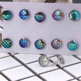CEORPER Fashion Beauty Fish Scale Round Stud Earrings 6 Pairs for ...