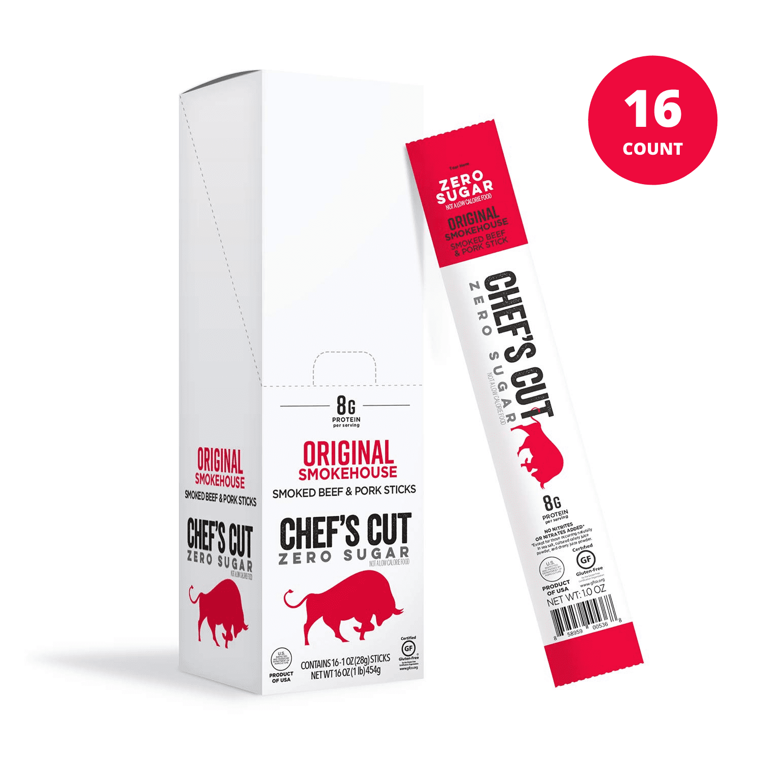 Chef's Cut Real Snack Sticks, Zero Sugar Original , 16 Count - Walmart.com