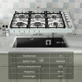 Topcobe 36" Gas Cooktop with 4/6 Powerful Burners and ABS Knobs ...