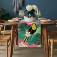 Cartoon Toucan Bird Cotton Linen Table Runner Tropical Plumeria Flowers ...