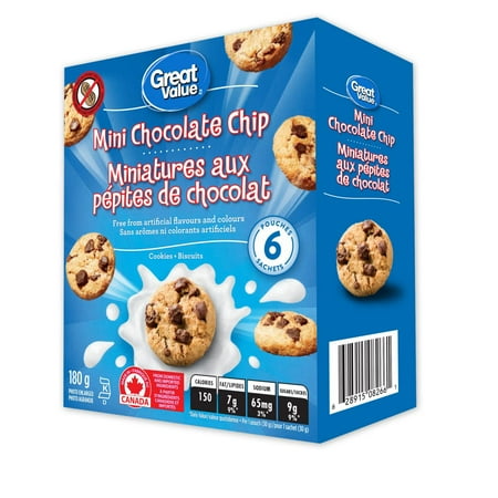 Great Value Mini Chocolate Chip Cookies, 180 g - Walmart.ca