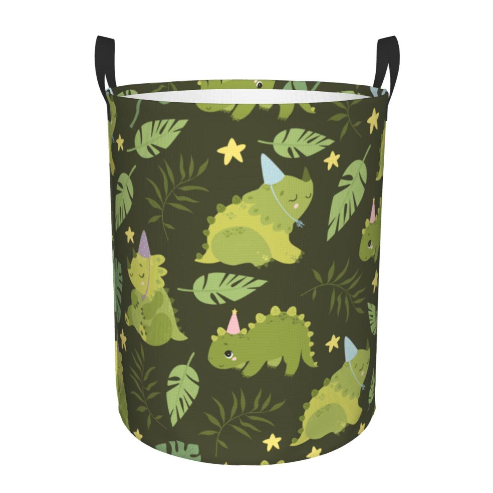 XMXT Collapsible Laundry Basket, Fun Green Dinosaur Polyester ...