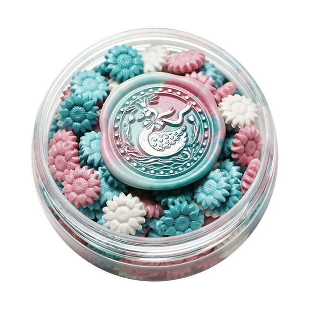 Ygjytge Sello en Forma Girasol Sello Cera DIY Manual Cuenta Cuenta Cera para Tarjeta Boda (H ...