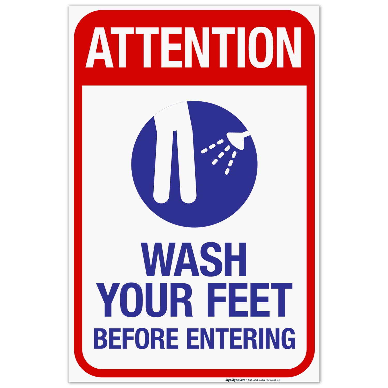 Attention Wash Your Feet Before Entering Sign, Pool Sign, - Walmart.com