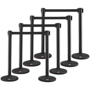 Costway 6Pcs Stanchion Posts Queue Pole Retractable 3 Velvet Ropes with ...
