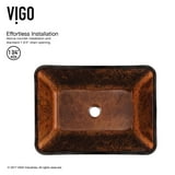 VIGO Glass Rectangular Vessel Bathroom Sink in Red/Brown Fusion with ...