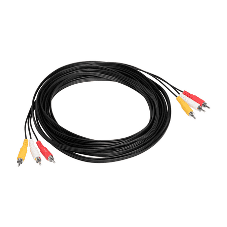 30 FT Premium 3 RCA Composite Extension Audio Video AV Cable Yellow Red ...