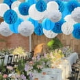Blue White Paper Decoration Set - 34 Pcs Paper Lanterns, Pompoms ...