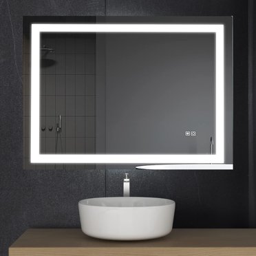 LED Lighted Smart Bathroom Mirror / Clock / Temperature / Magnifying ...
