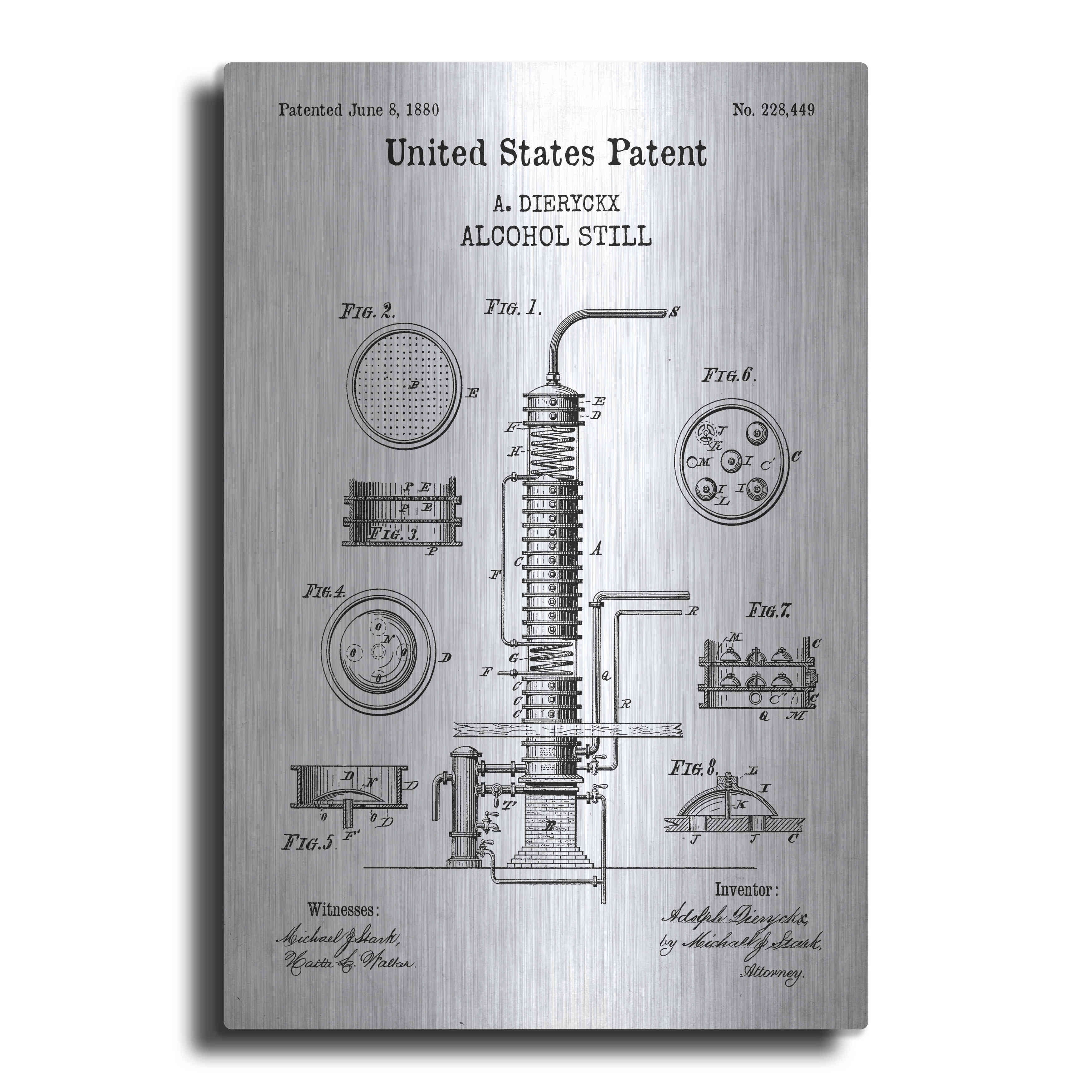 Luxe Metal Art 'Alcohol Still Blueprint Patent White' Acrylic Glass ...