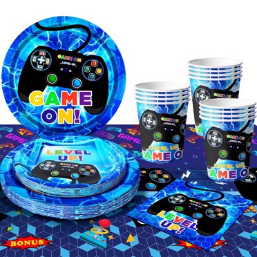 InBoxxarty Video Game Party Supplies, 128pcs Gamer Birthday Tableware ...