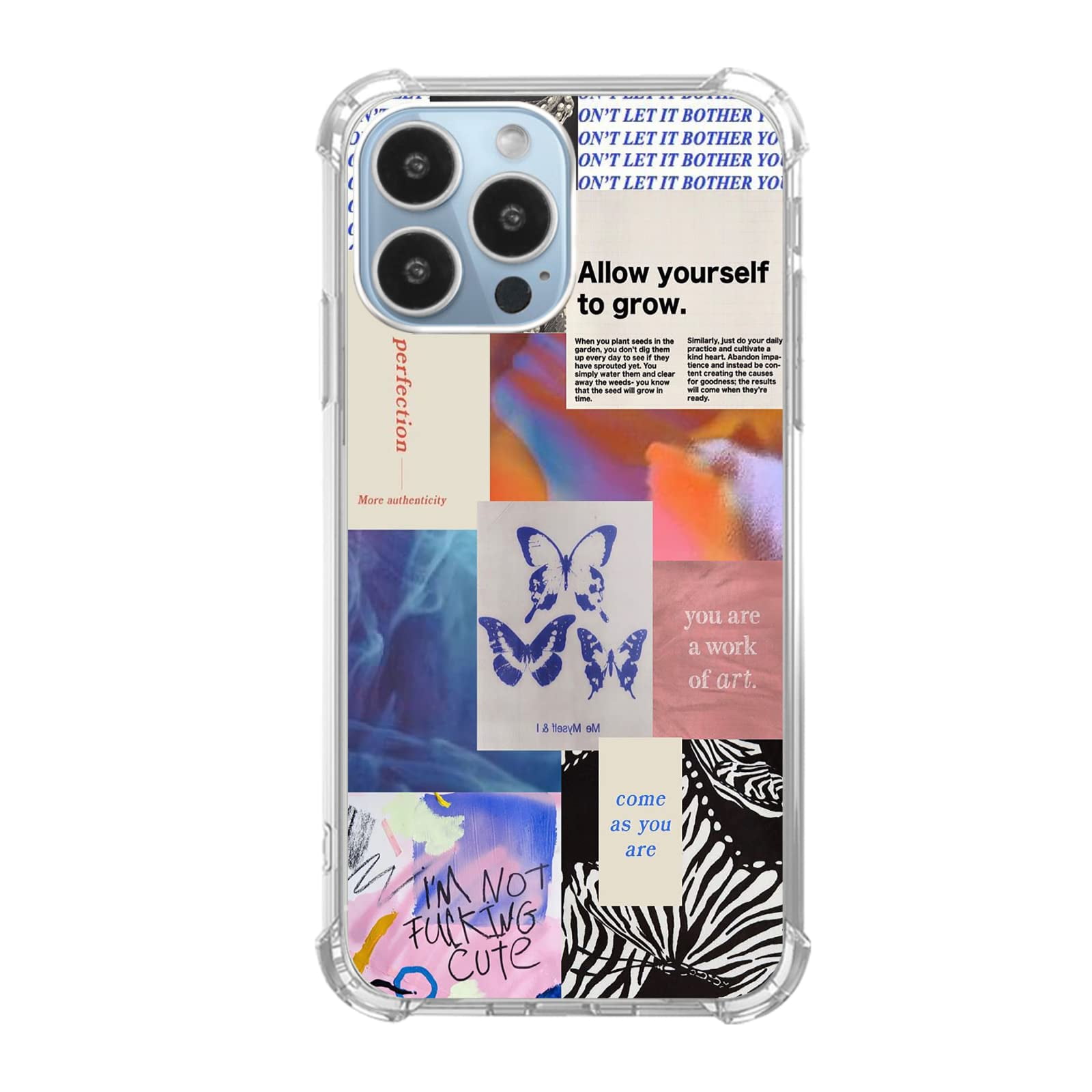 Quote Art Collage Case for iPhone 13 Pro Max,Aesthetic Art Design TPU Bumper Cover Case ...