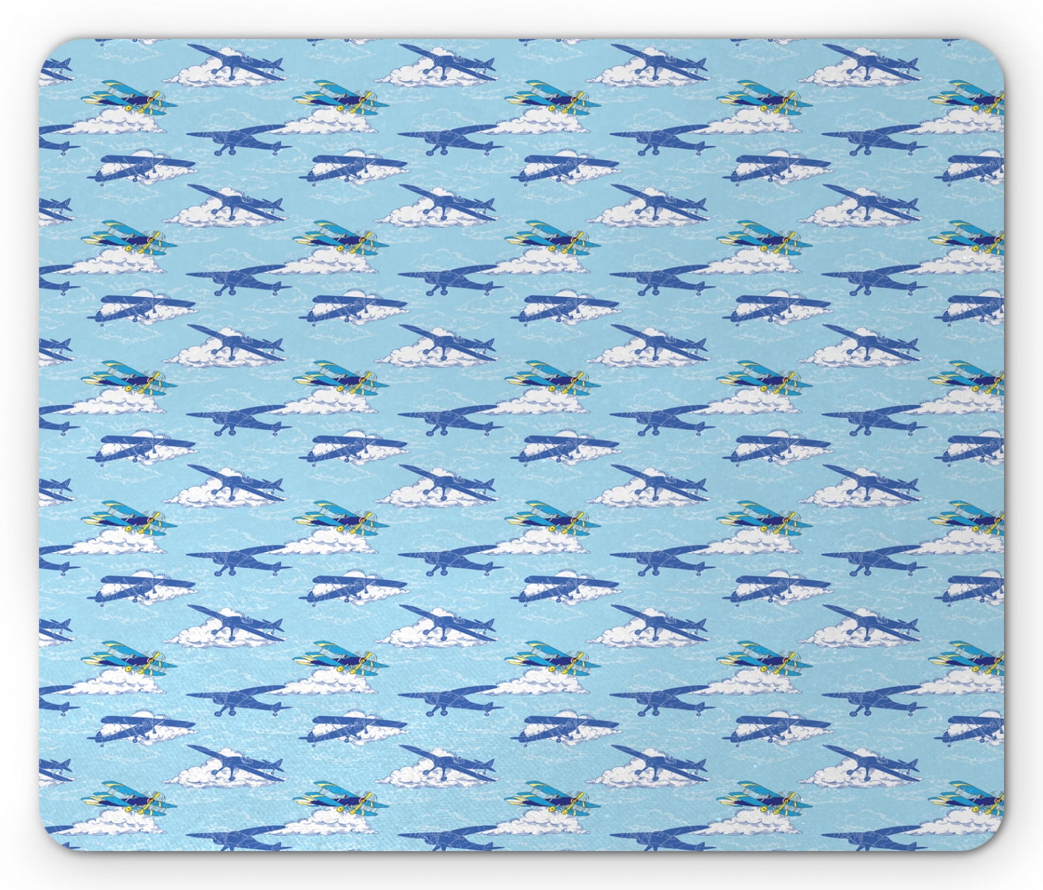 Vintage Airplane Mouse Pad, Aircraft Silhouettes Flying in the Sky ...