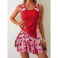 2026 New Women's Purple Tie-Dye Tankini Set with Skirted Bottom, 2 ...