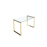 Pemberly Row Modern High Polished Steel Metal & Tempered Glass Desk in ...
