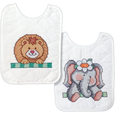 Tobin Baby Bibs Stamped Cross Stitch Kit, Bear & Baby, Set of 2 ...