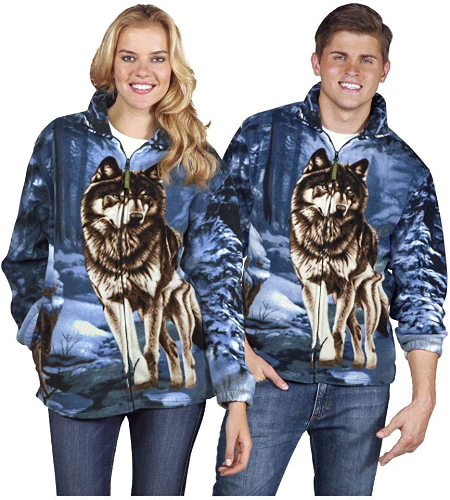 Men's Women's Sweater Jacket Full Zip Fleece Animal Wildlife Sweatshirt ...