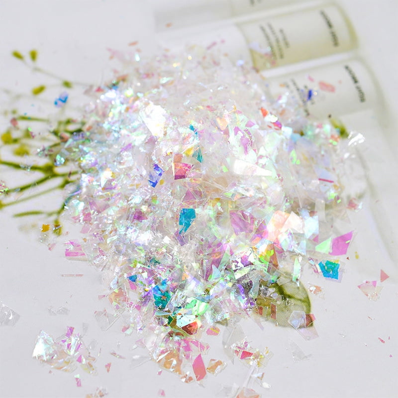 Iridescent Glitter Sequin Flakes Colorful Fluorescent Glass Paper Resin ...