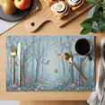 Botanical Cotton Linen Placemats Set of 8, Spring Watercolor Trees ...