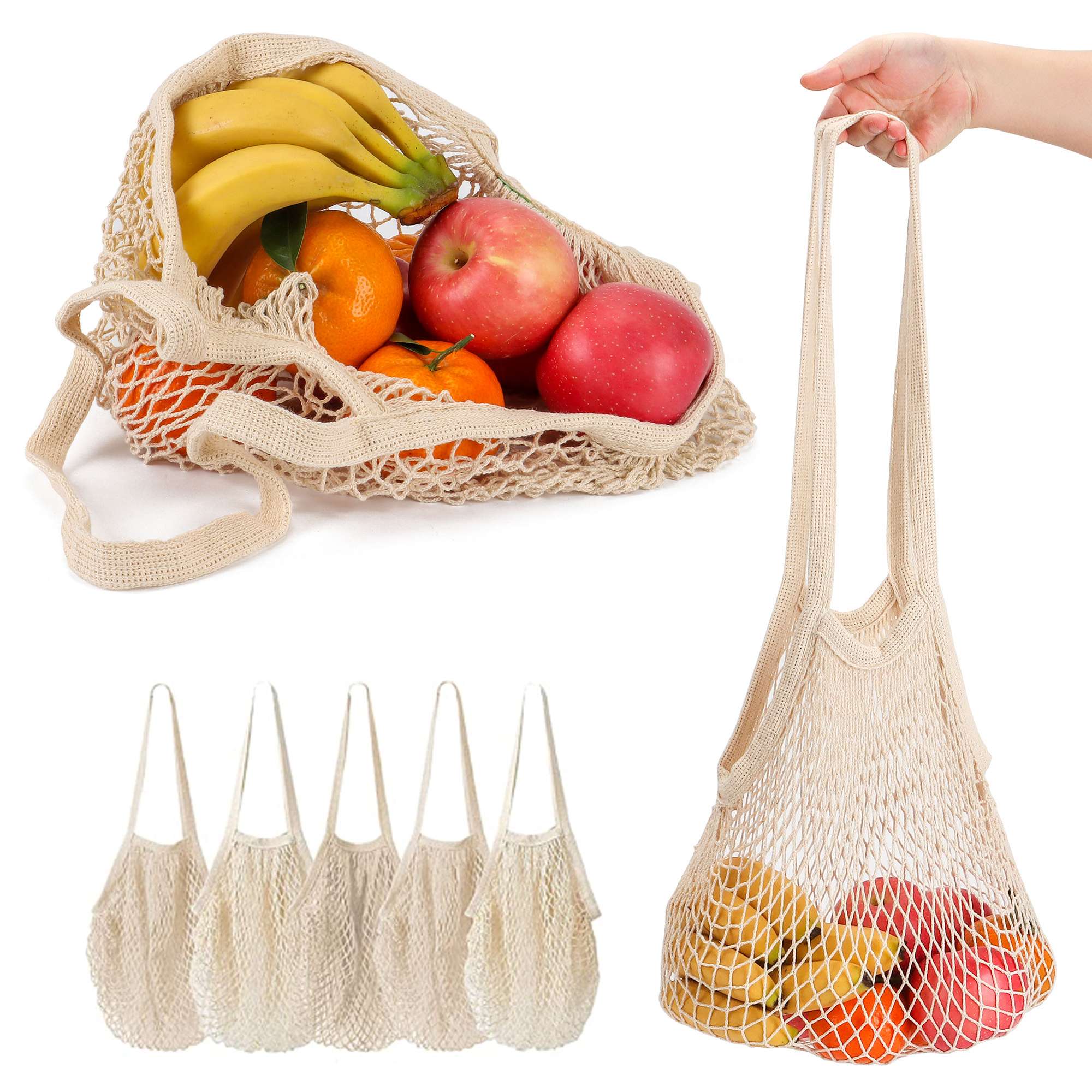 Spencer 2 Pack Reusable String Shopping Grocery Bag Shopper Tote Mesh ...