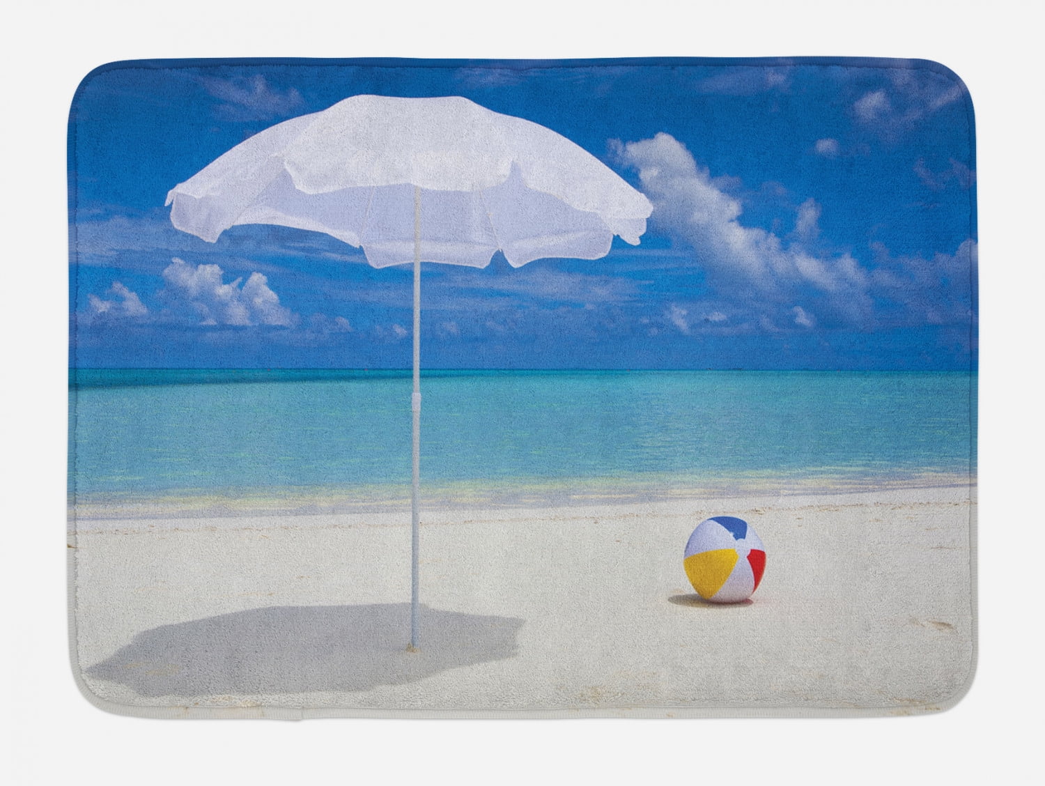 Beach Bath Mat, Summer Season Vibes Seashore Ocean View Sunny Ball ...