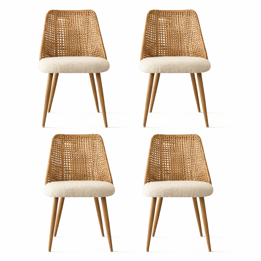 Click here for Kossmai Set Of 4 Modern Rattan Dining Chairs Set O... prices