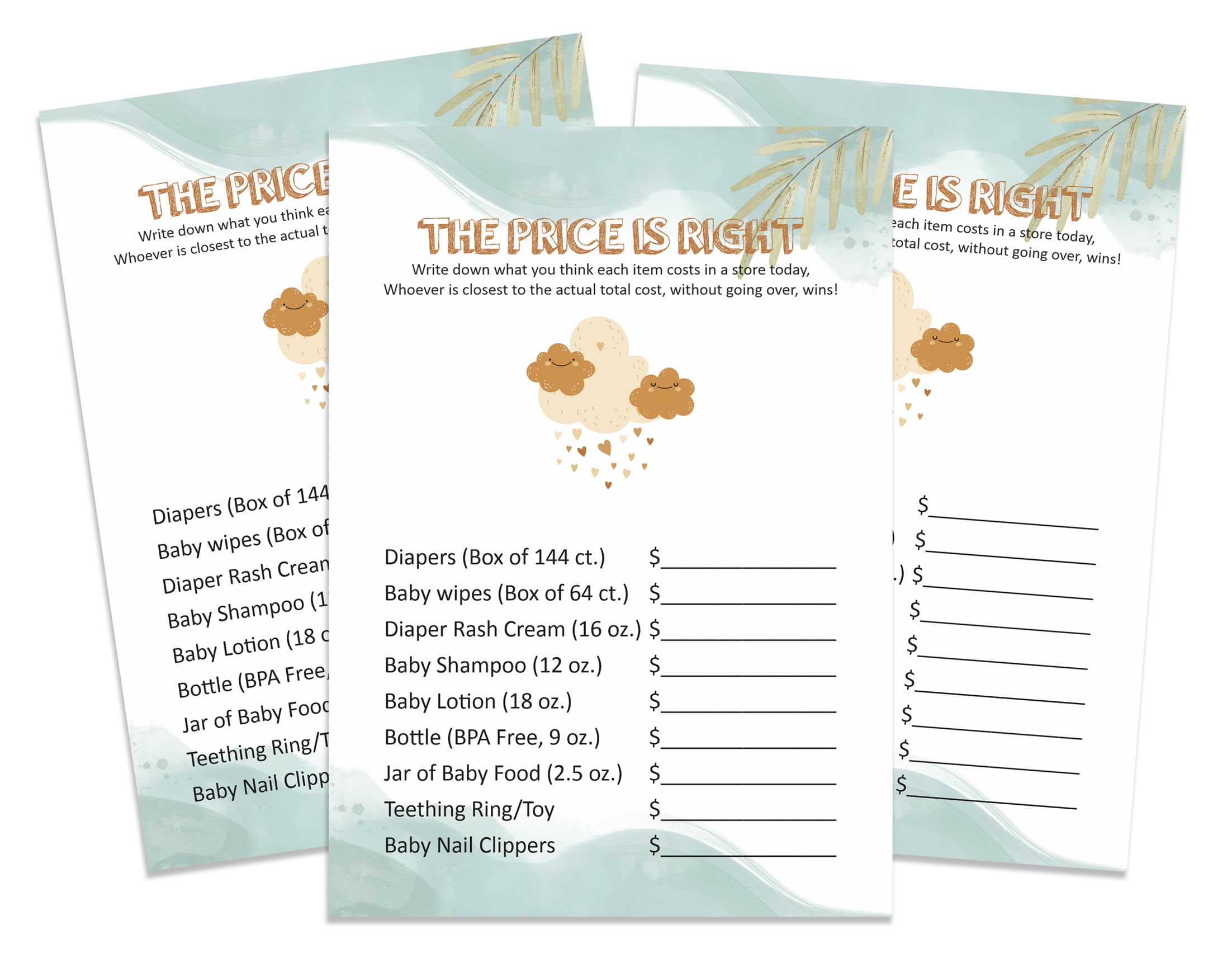 Inkdotpot The Price Is Right Baby Shower Game -Girl/ Boy Baby Shower ...