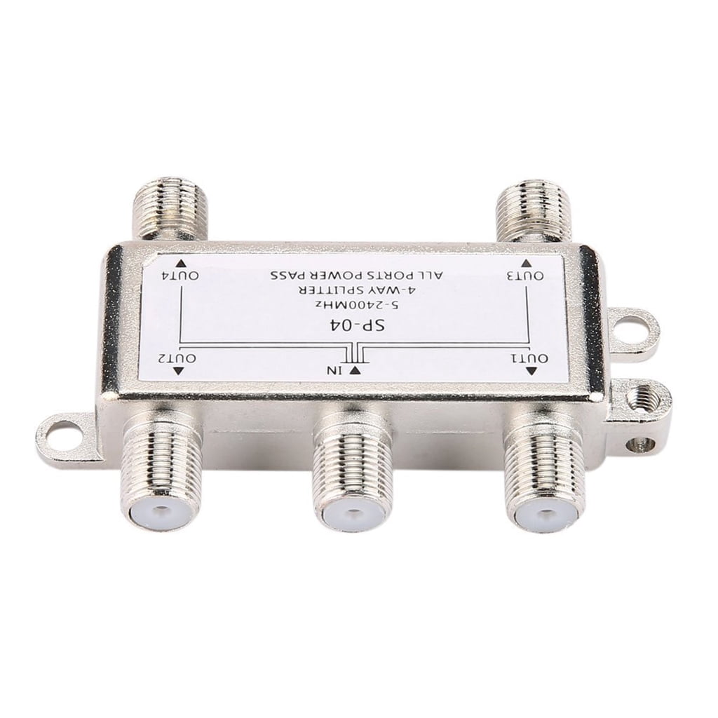 DSH 5-2400MHz 4 Way HD Digital Coax Cable Splitter 4 Channel Satellite ...