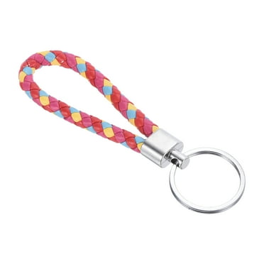 Braided Leather Keychain with Stainless Steel Key Ring, PU Woven ...