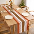 Boho Orange Table Runner, and Brown Striped Geometric Retro Farmhouse ...