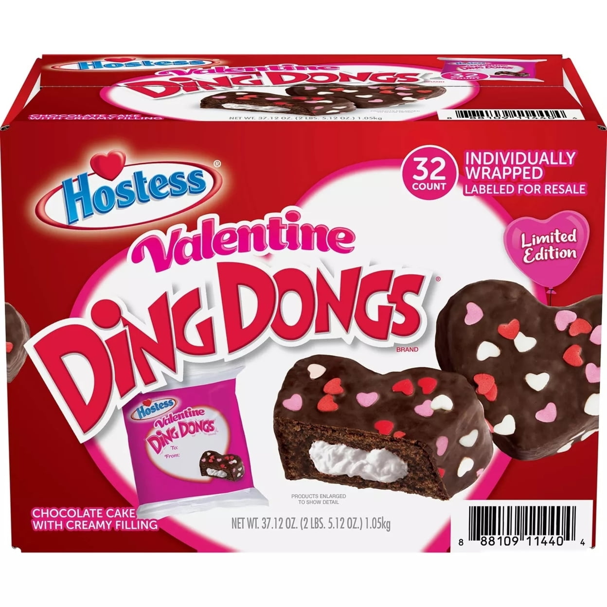 Hostess Valentine Ding Dongs, 1.16 Ounce (32 Pack) - Walmart.com