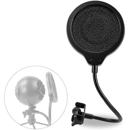 Snowball Mic Pop Filter - 4 Inch 3 Layers Windscreen with Flexible 360 ...