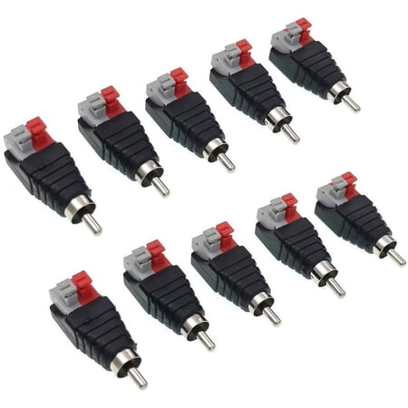 10 Pack Adapter to Speaker Cable, Subwoofer, Phono Male to AV 2 Female ...
