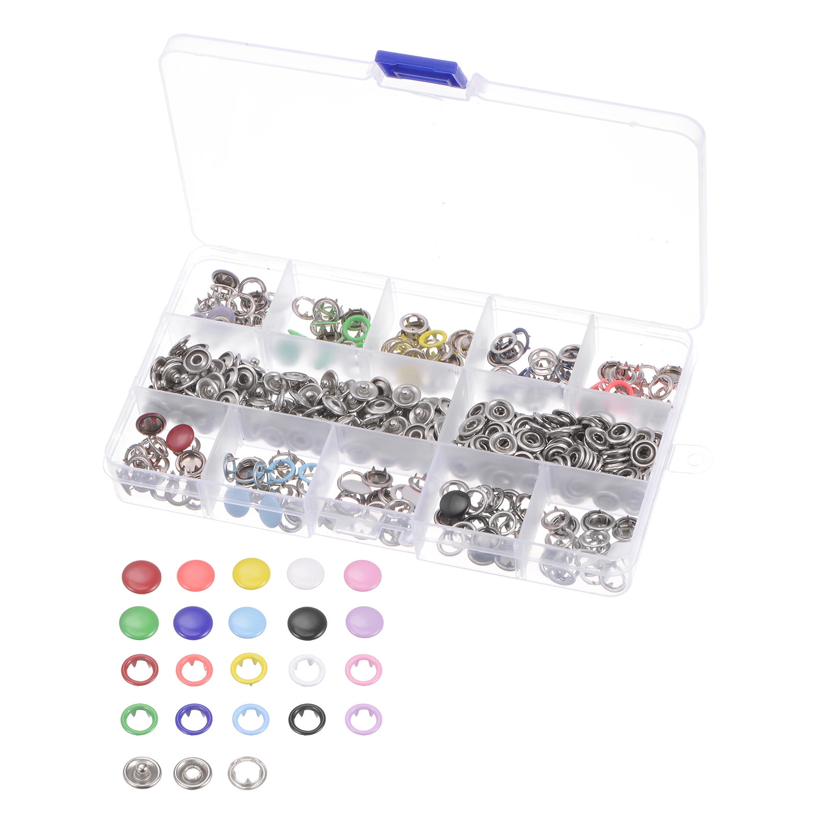 Metal Snaps Buttons 50 Sets Hollow Snaps & 50 Sets Solid Snaps with Box ...
