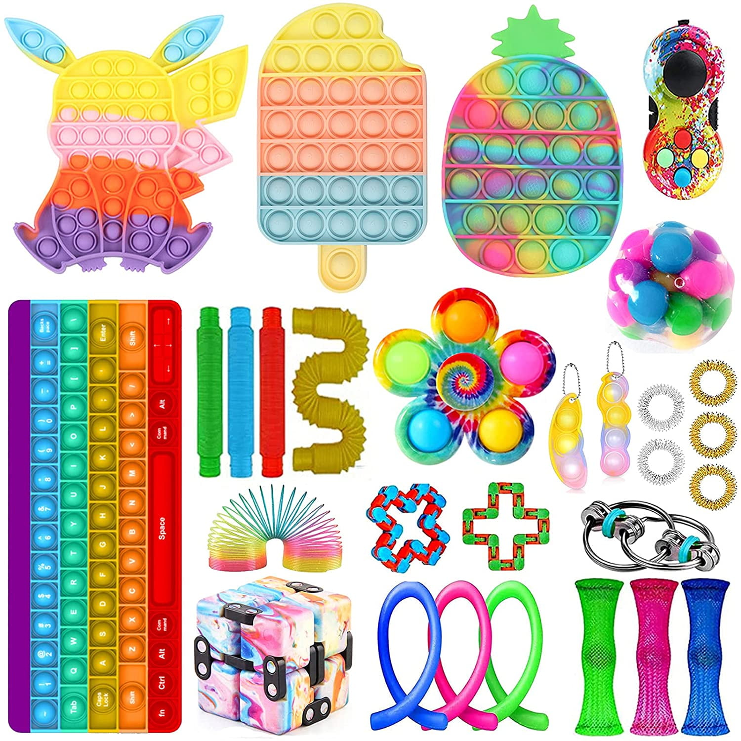 Fidget Packs Anti-Anxiety Tools, Sensory Big Size Keyboard Pop in It ...