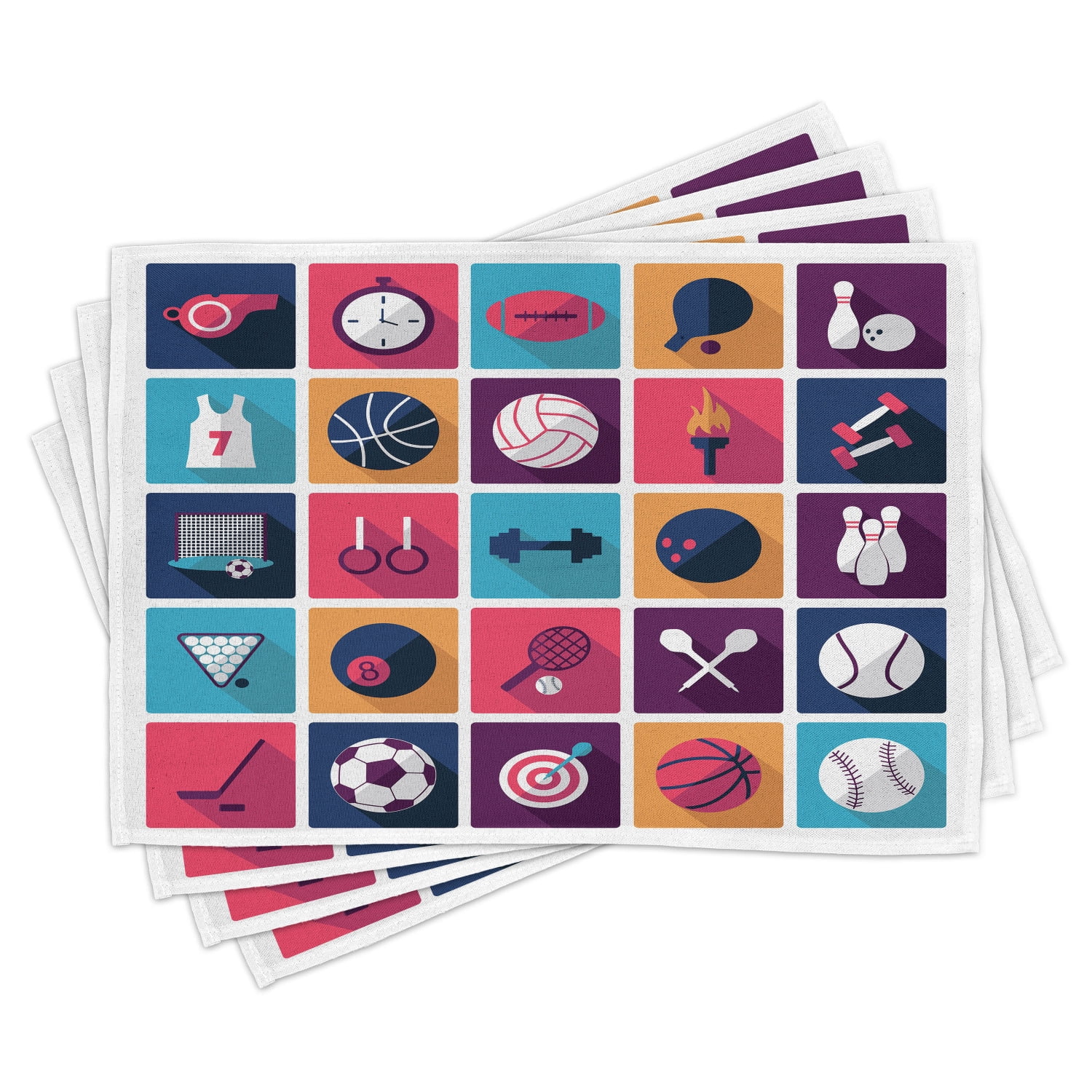 Ambesonne Sports Place Mats Set of 4, Bowling Collage, Standard Size ...