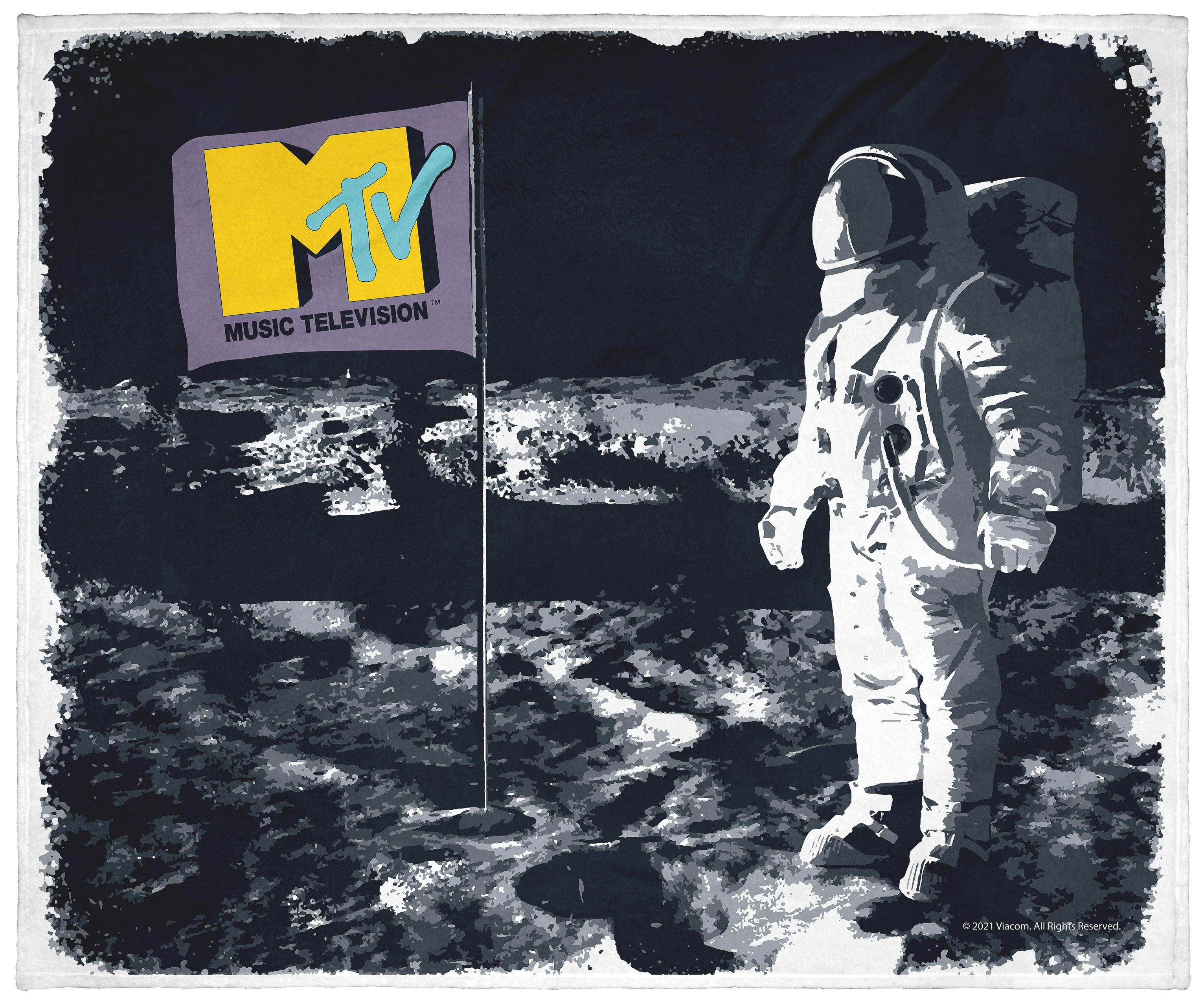 MTV Music Television Moon Man iconic 80's Astronaut Plush Fleece Throw ...