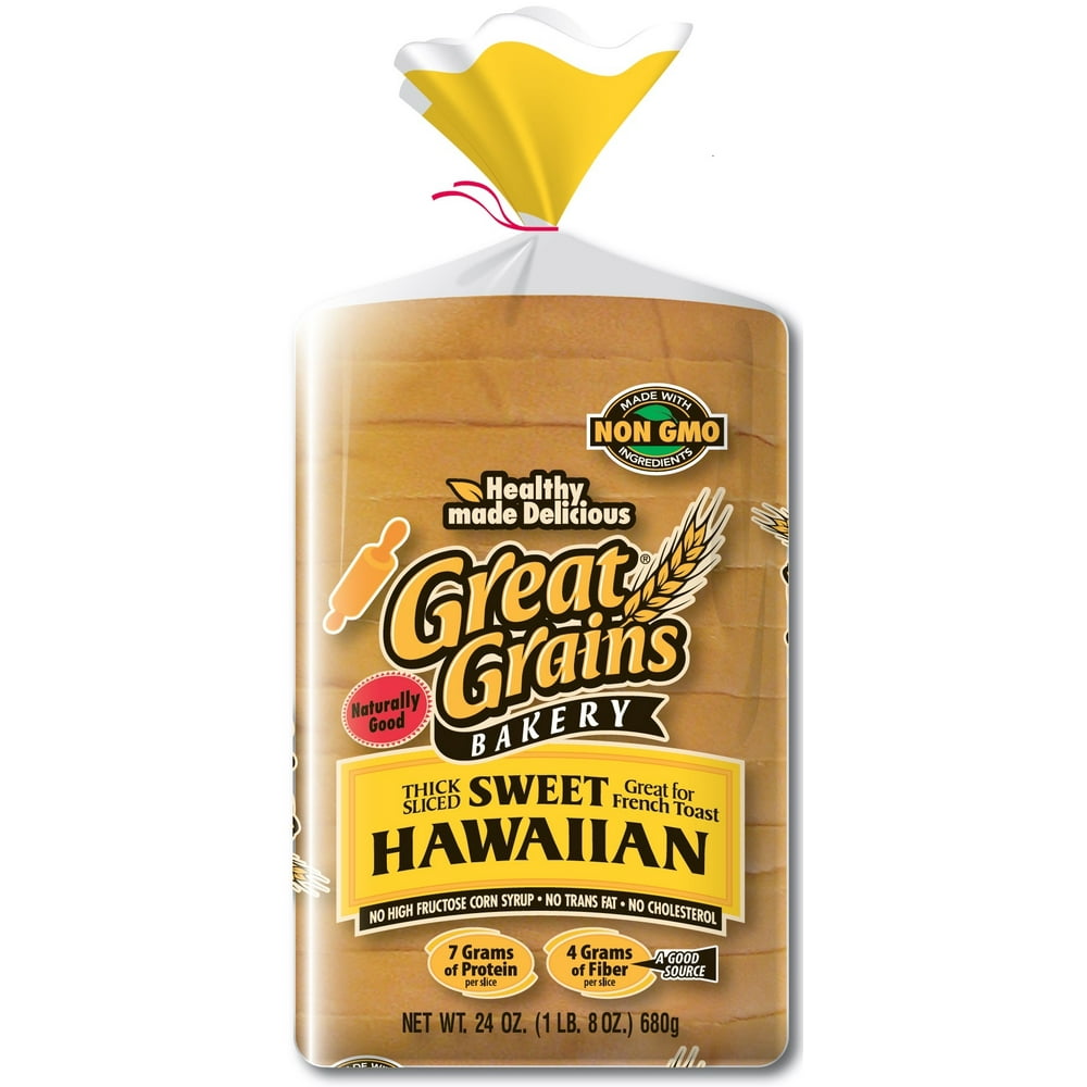 Great Grains Bakery Thick Sliced Sweet Hawaiian Bread, 24 oz - Walmart ...