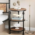 3-Tier Round End Side Table with Storage Shelf, Wood Night Stand for ...