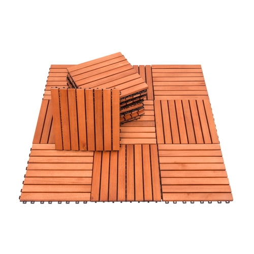 CLEARANCE! Wood Outdoor Flooring Interlocking Deck Tiles Patio Flooring ...