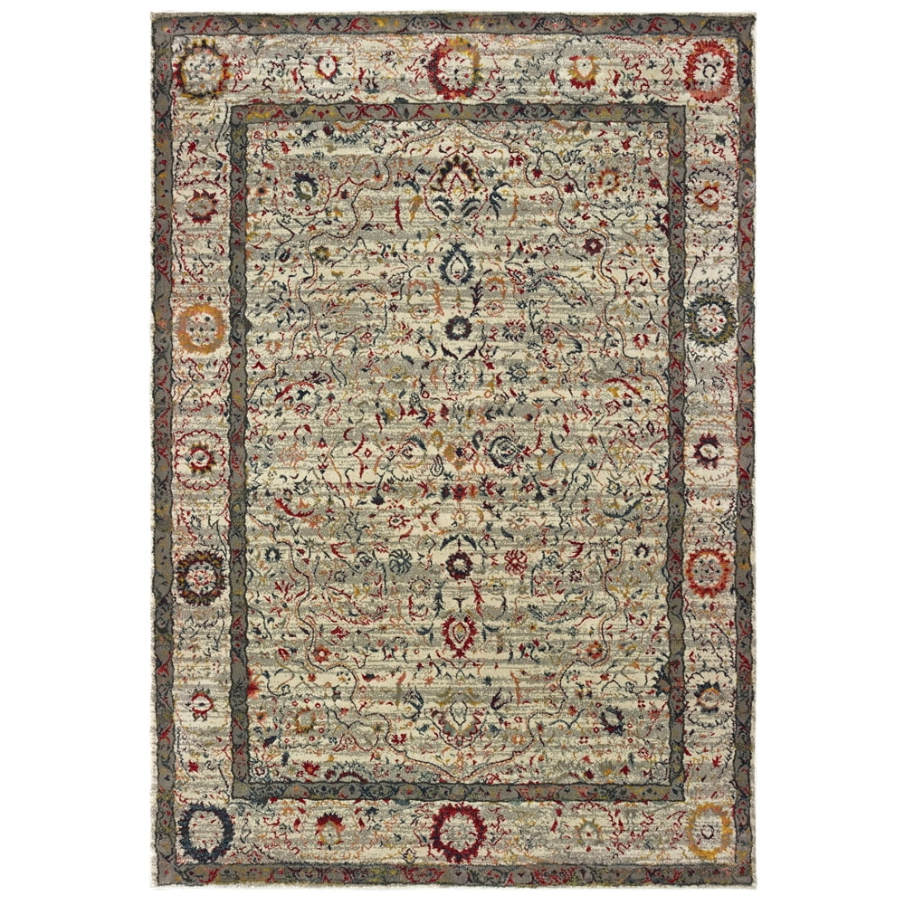 Sphinx Mantra Area Rug 1905W Casual Ivory Petals Bordered - Walmart.com