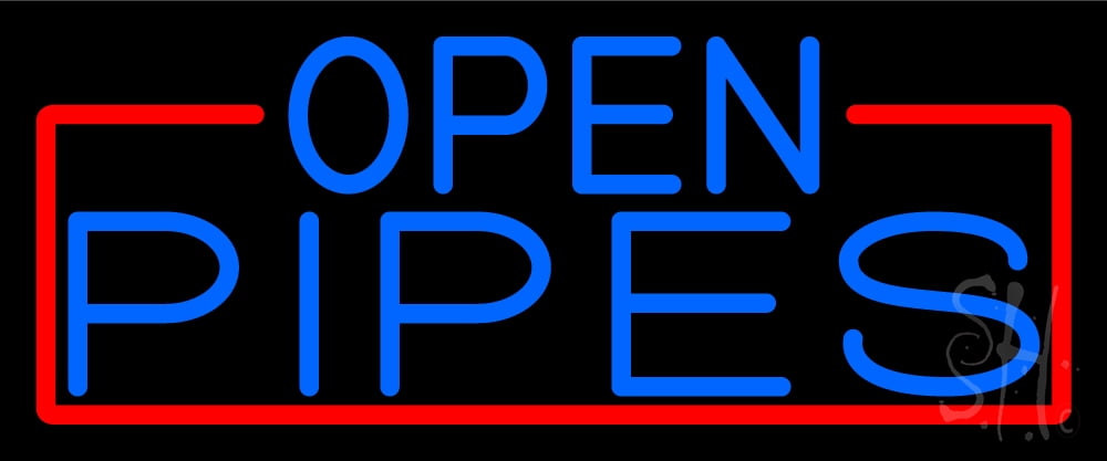 Blue Open Pipes With Red Border LED Neon Sign 6 x 15 - inches, Clear ...