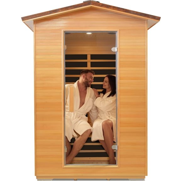 LifePro 2-Person Indoor Infrared Sauna with Hemlock Wood, Chromotherapy ...