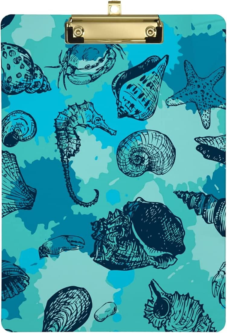FMSHPON Seahorse Shell Ocean Clipboard Hardboard Wood Nursing Clip ...