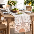Boho Sun Arch Orange Stripe Table Runner 72 Inch Long Abstract Lines ...