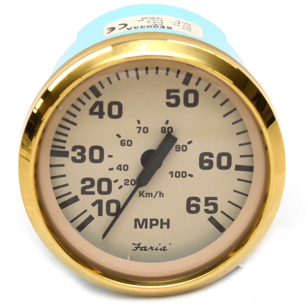 Faria Boat Speedometer Gauge SE9933A | Euro Beige 3 3/8 Inch Gold ...