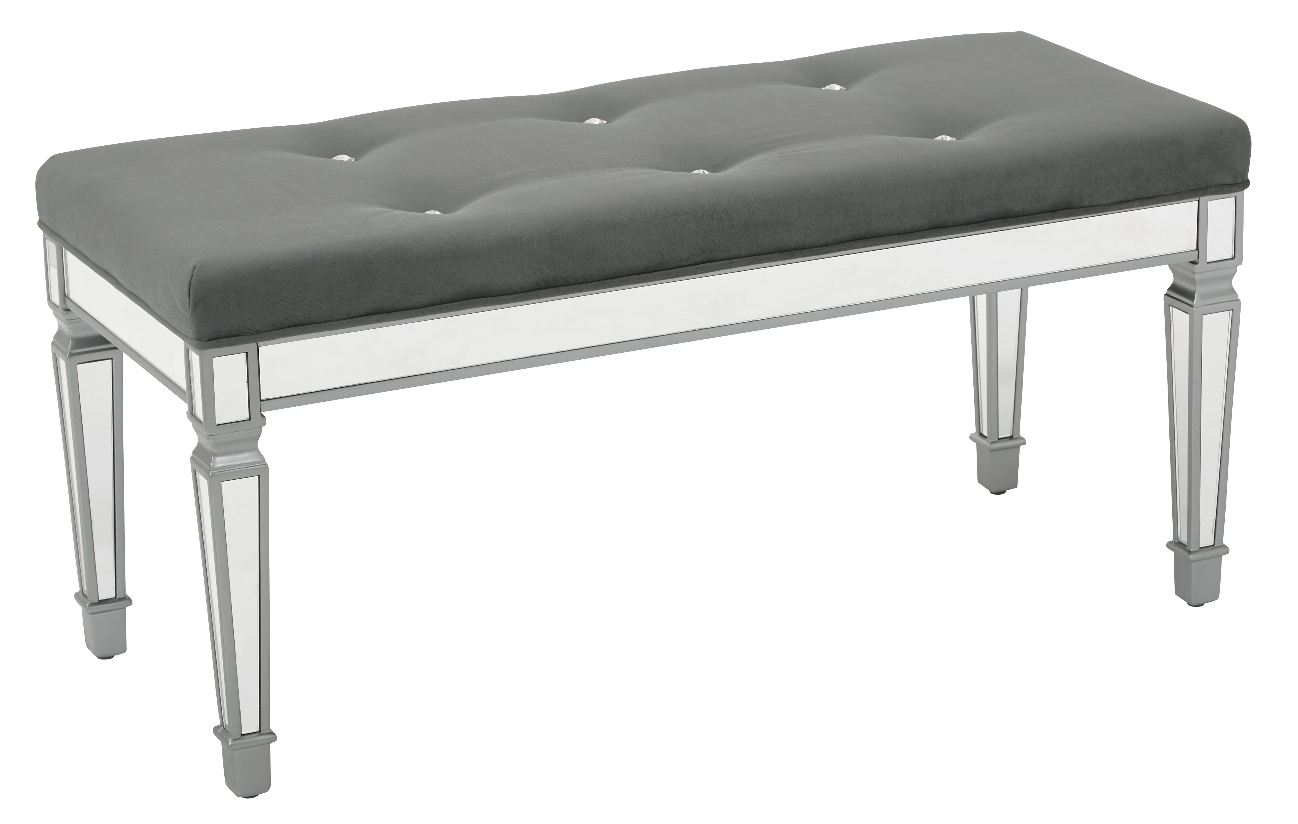 OSP Home Furnishings Reflections 42" Mirrored Framed Bench with Tuffted ...